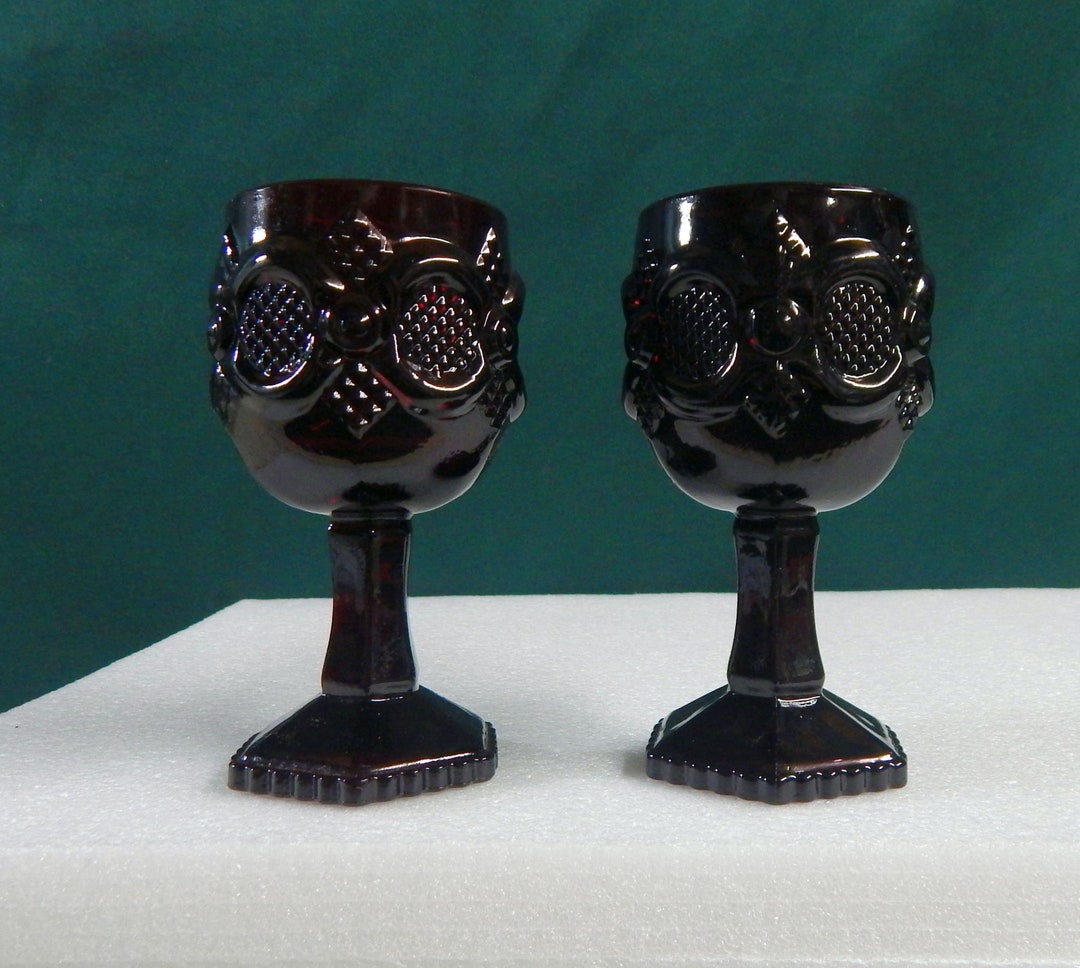 Avon Wine Glasses - Set of 2 - 1982 Avon 1876 Cape Cod Ruby Red ...