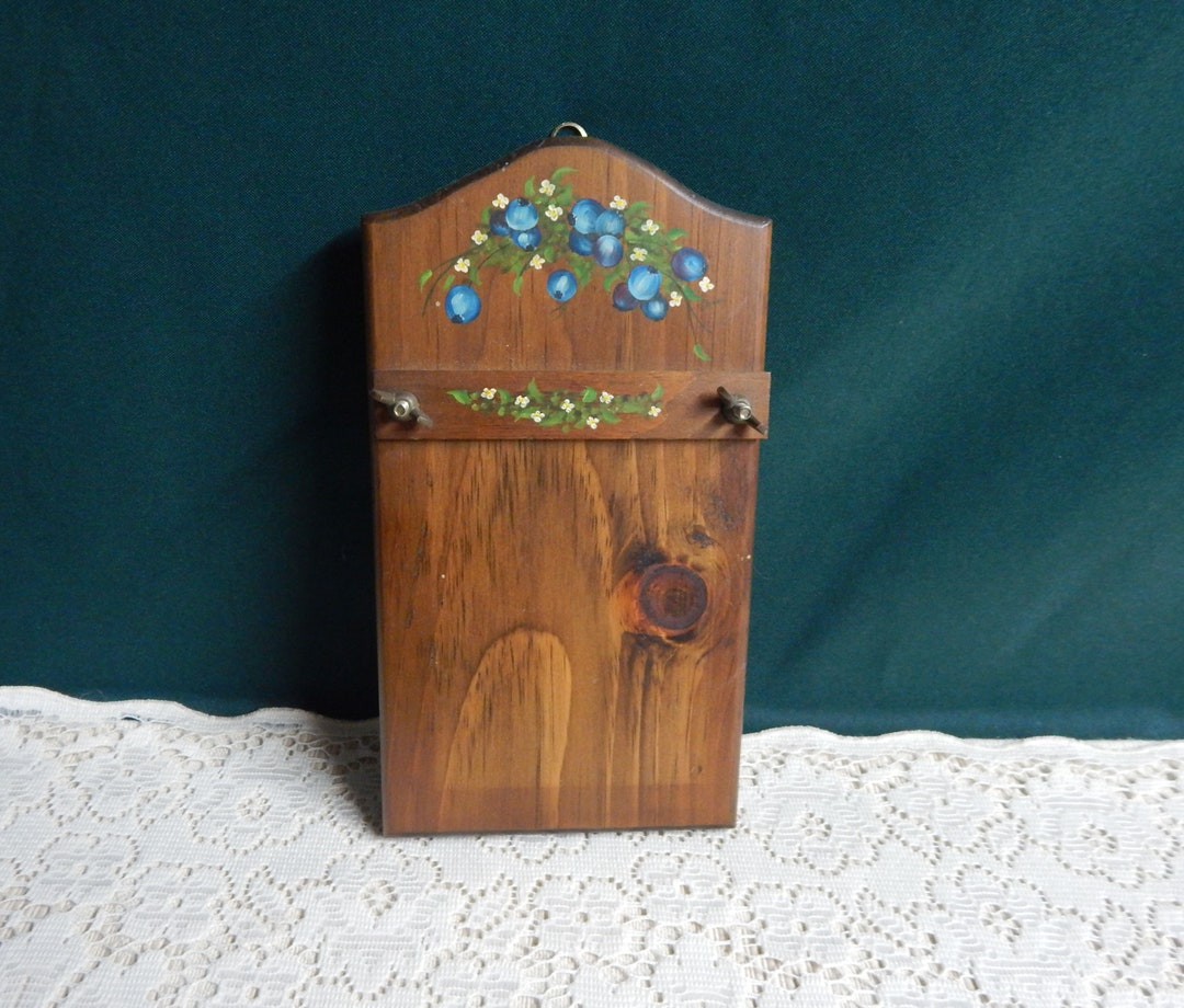 Hanging Message Board - Floral Wood Notepad - Hanging or Desktop Phone ...