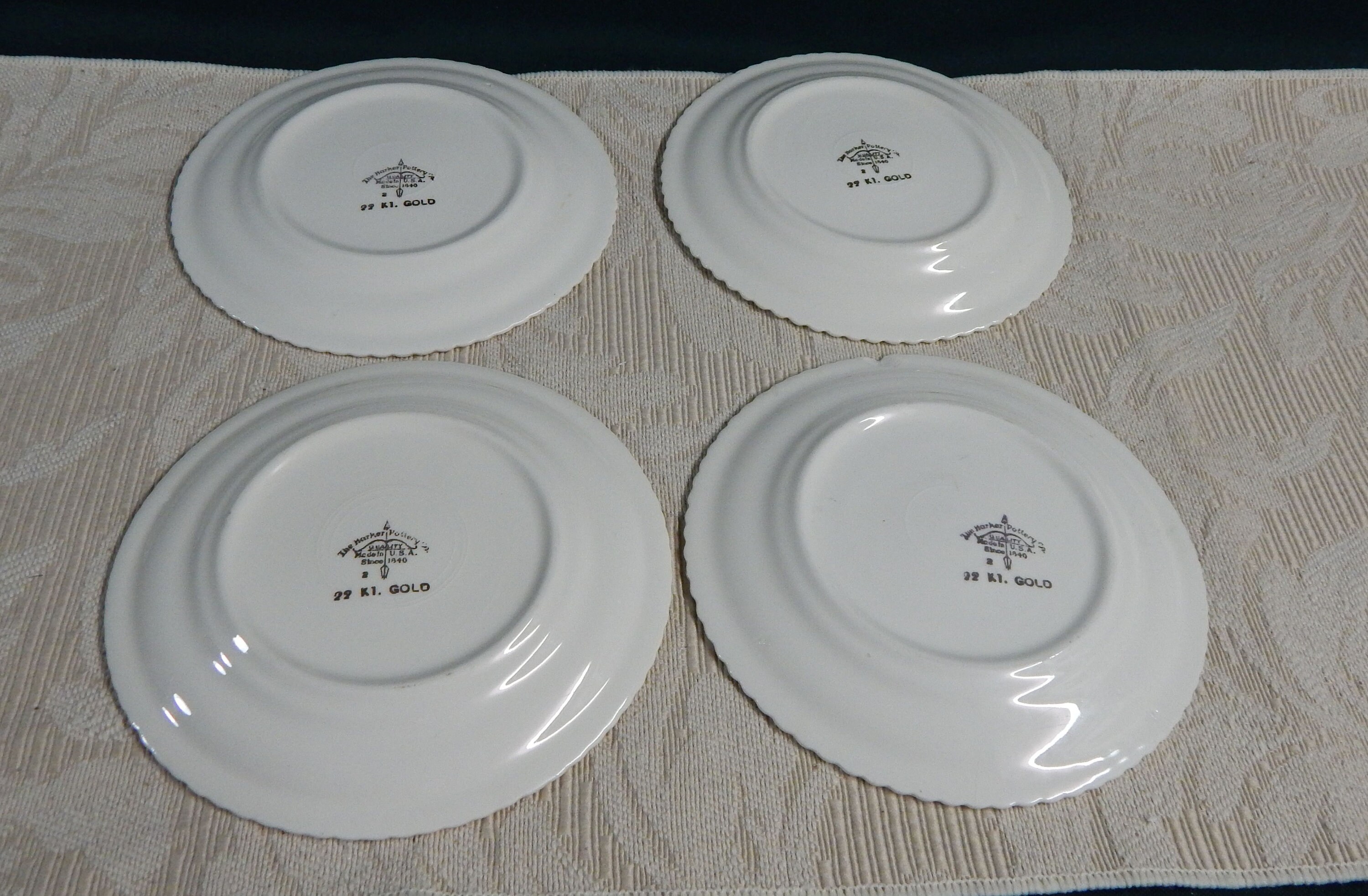 Harker Pottery Plates Set of 4 Sawtooth Dessert Plates | Etsy