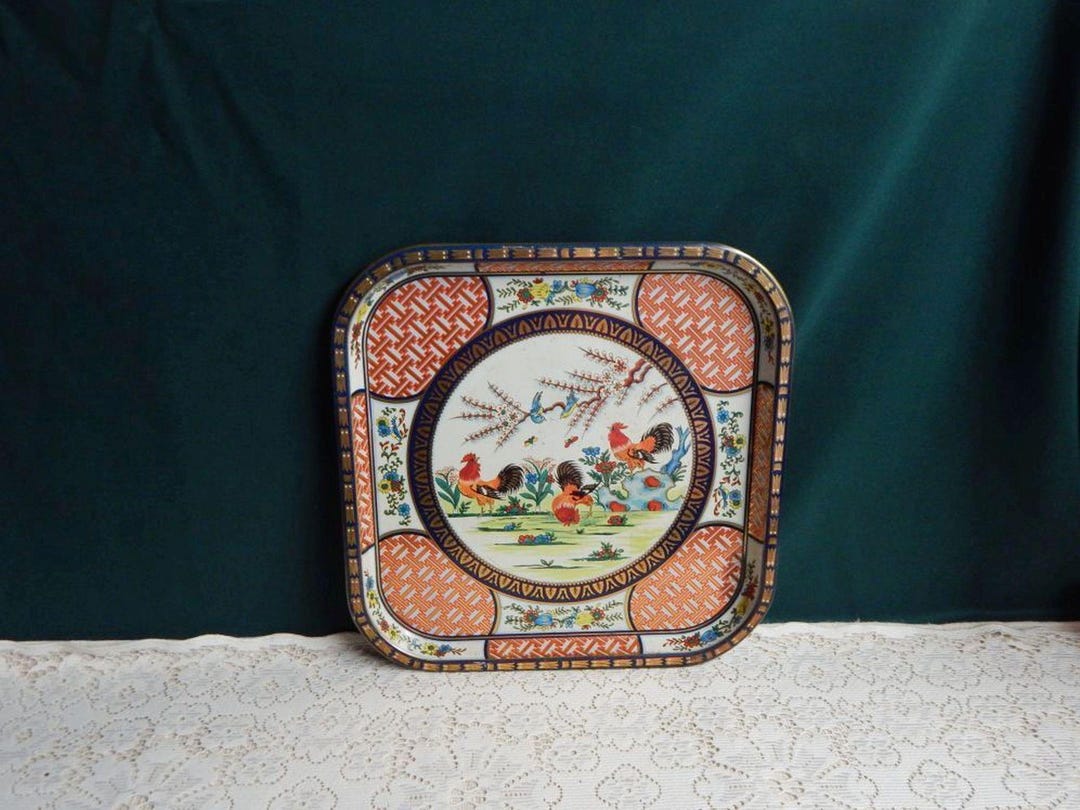 Daher Serving Tray - Daher Rooster Decorated Metal Square Tray - Retro ...