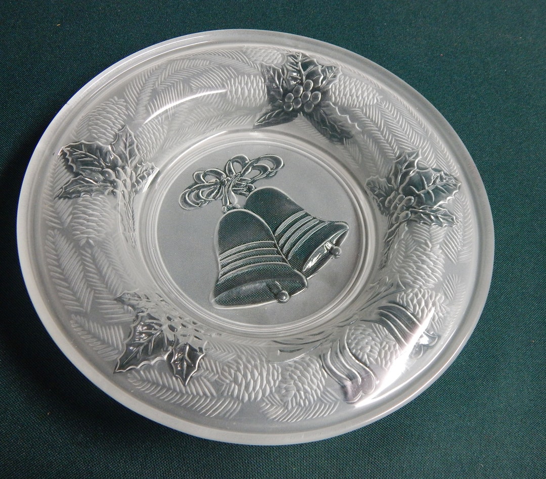 Celebrations Seasons Greetings 8" Frosted Glass Bell Plate With ...