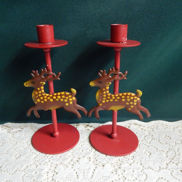 Metal Reindeer Candlesticks - Etsy