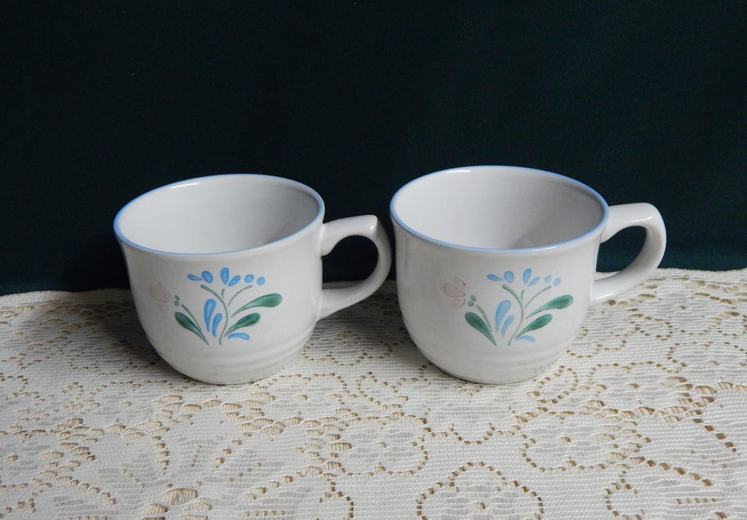 Fascino Flat Cups - Sets of 2 - Fascino Hand Decorated Stoneware 8 Oz ...