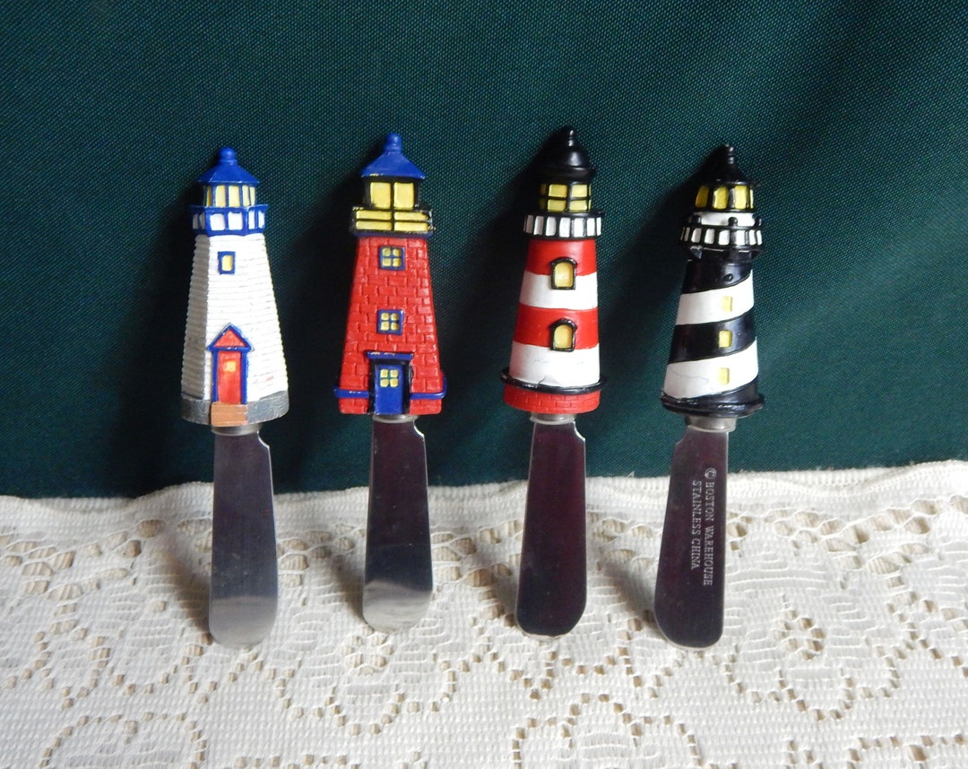 Lighthouse Dip Spreaders Set of 4 1999 Boston Warehouse Lighthouse ...