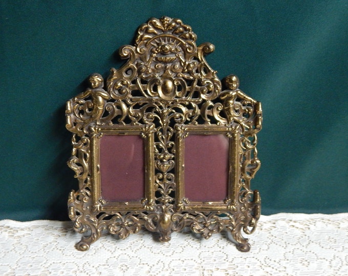 Hanging Brass Frame - Double Photo Frame - Brass Cherub Frame - Etsy