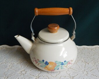 Vintage Corelle Abundance Enamel Tea Kettle - Etsy