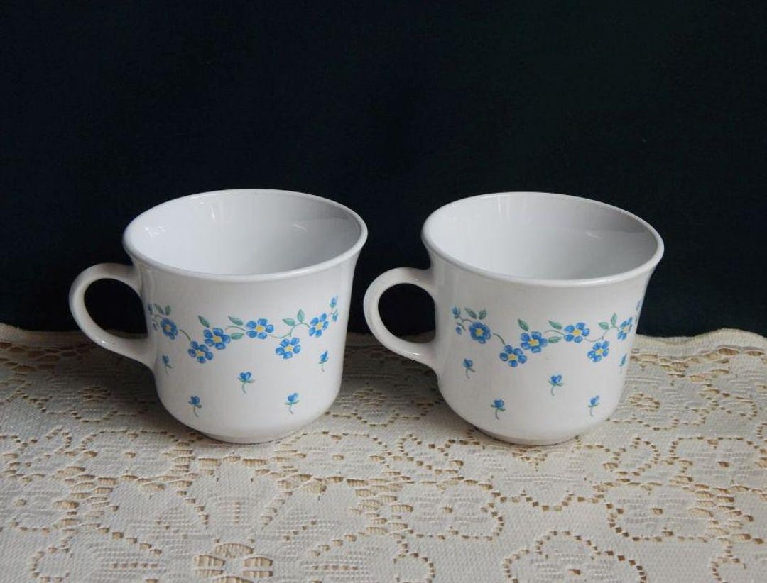 Corelle Forget-me-not Cups: Blue Floral Wreath, Set of 2 - Etsy