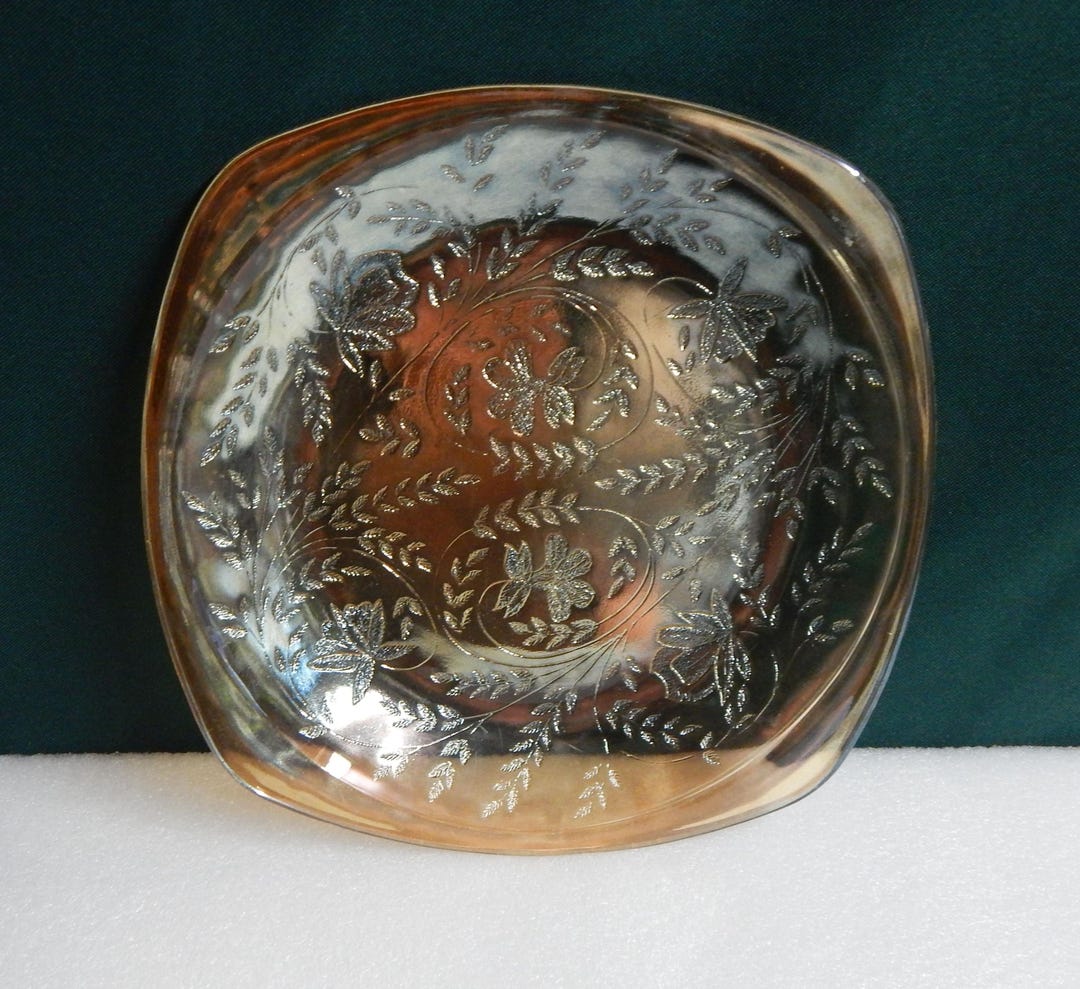 Jeannette Floragold Plate - Midcentury Jeannette Floragold Square ...