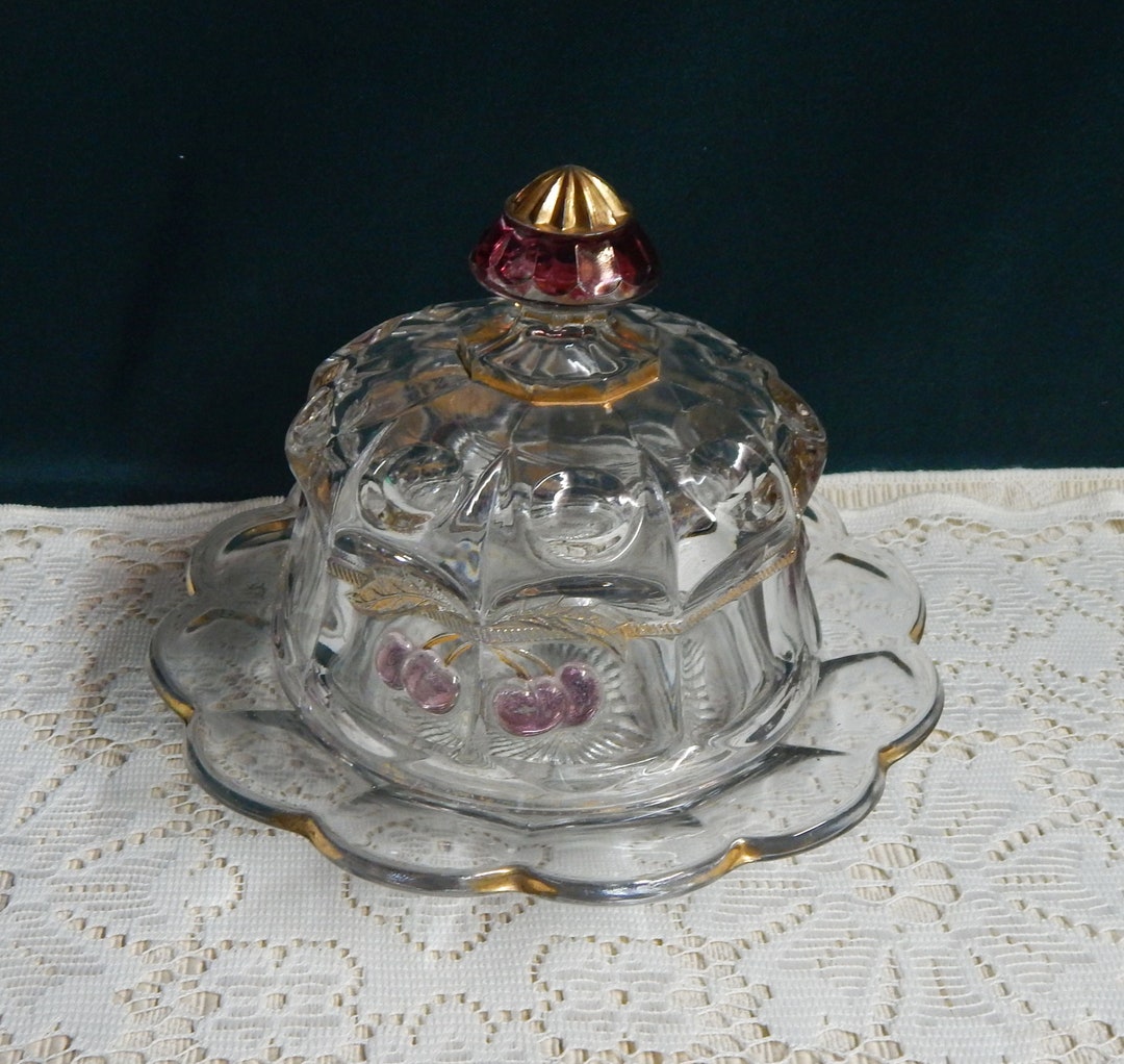 EAPG Butter Dish - 1900's Pressed Glassware - Round Covered Butter ...