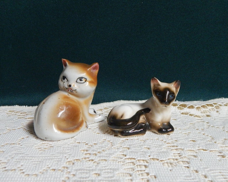 Siamese Cat Figurine Miniature Cat Figurines Enesco - Etsy