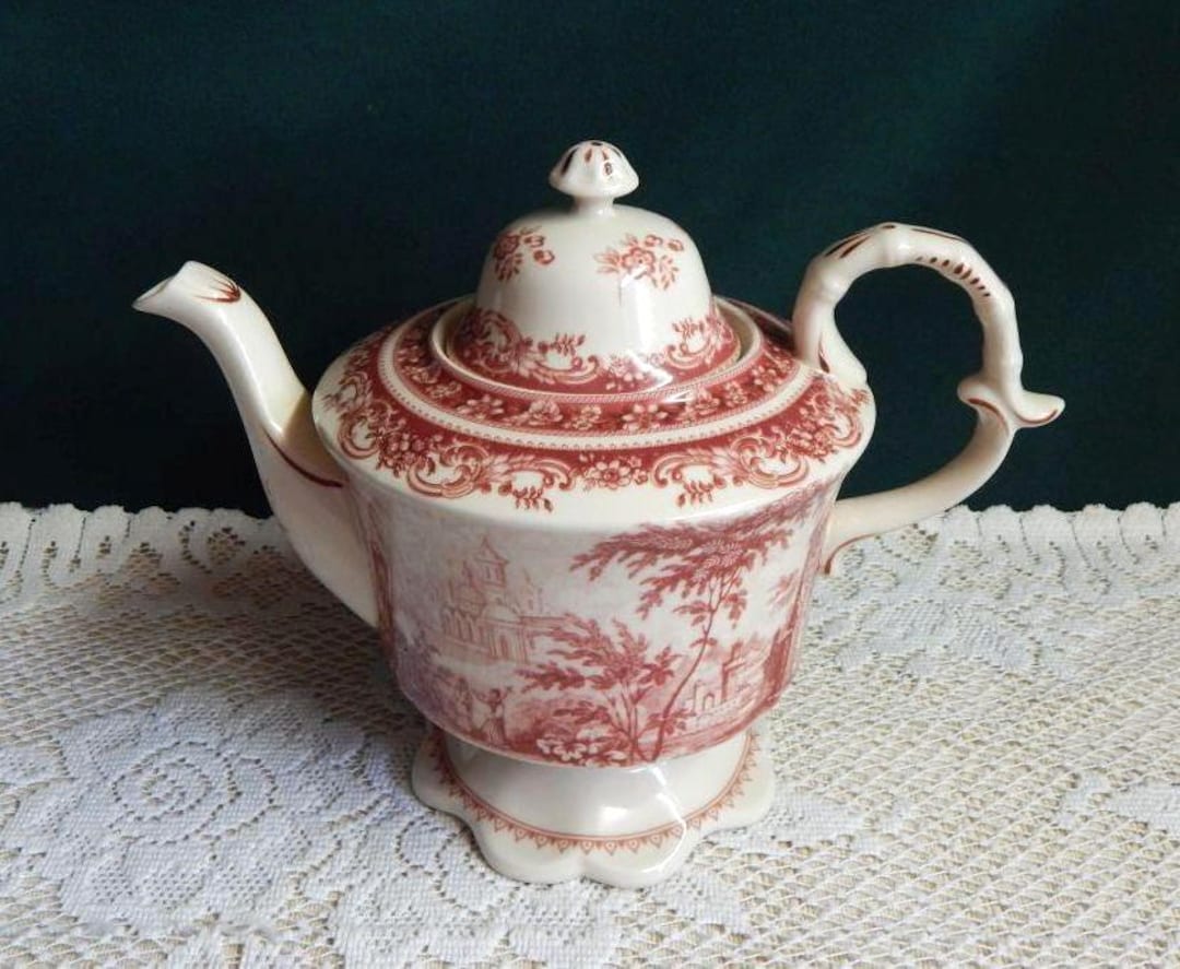Red Toile Teapot - 4 Cup Burton & Burton Red Toile Lidded Teapot ...