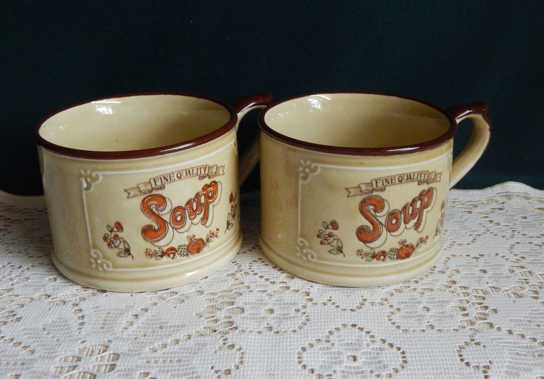 Ceramic Soup Mugs - Set of 2 - Fine Quality Asake Ceramic Handled Soup ...