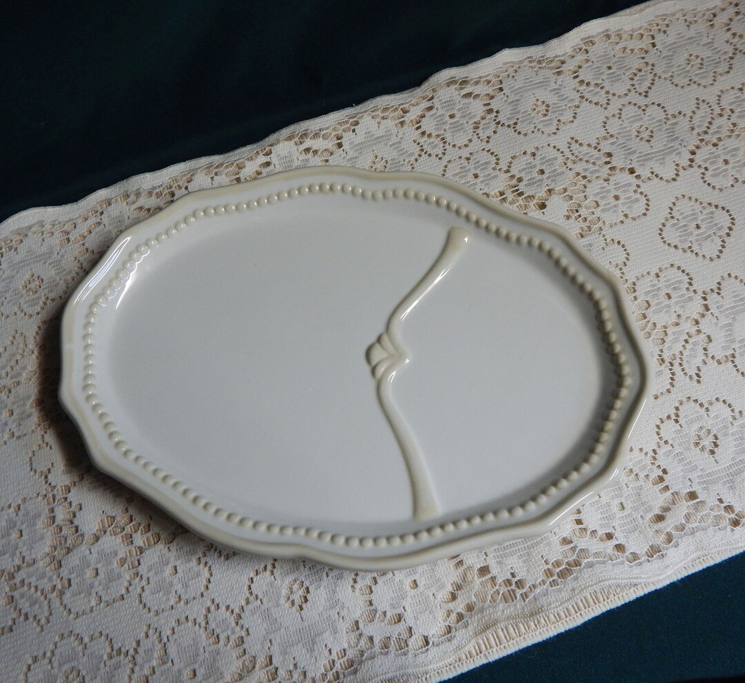 Princess House Pavillion Snack Tray: Cream Embossed Divided Serving ...