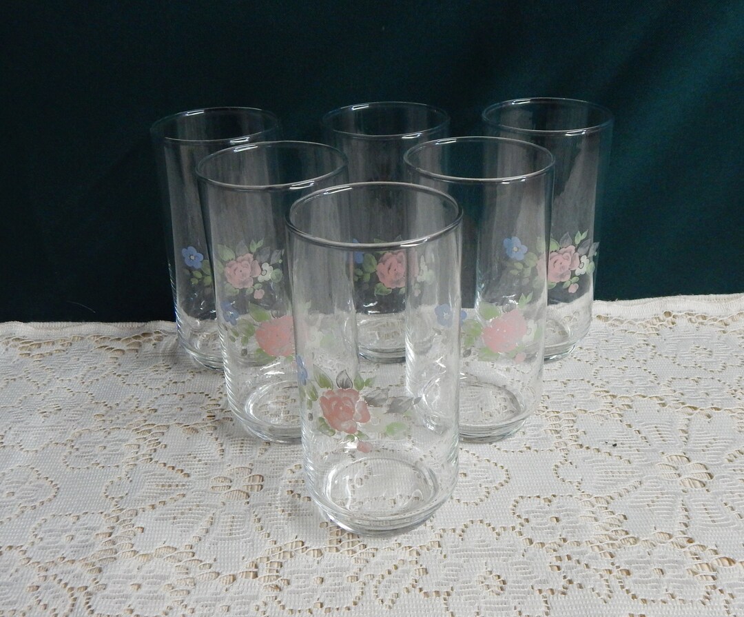 Tea Rose Coolers Set of 6 or 4 14 Oz Pfaltzgraff Tea Rose Glass Coolers ...