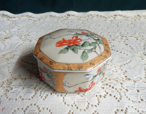 Asahi Porcelain Box - Jewelry Trinket Box - - Gem