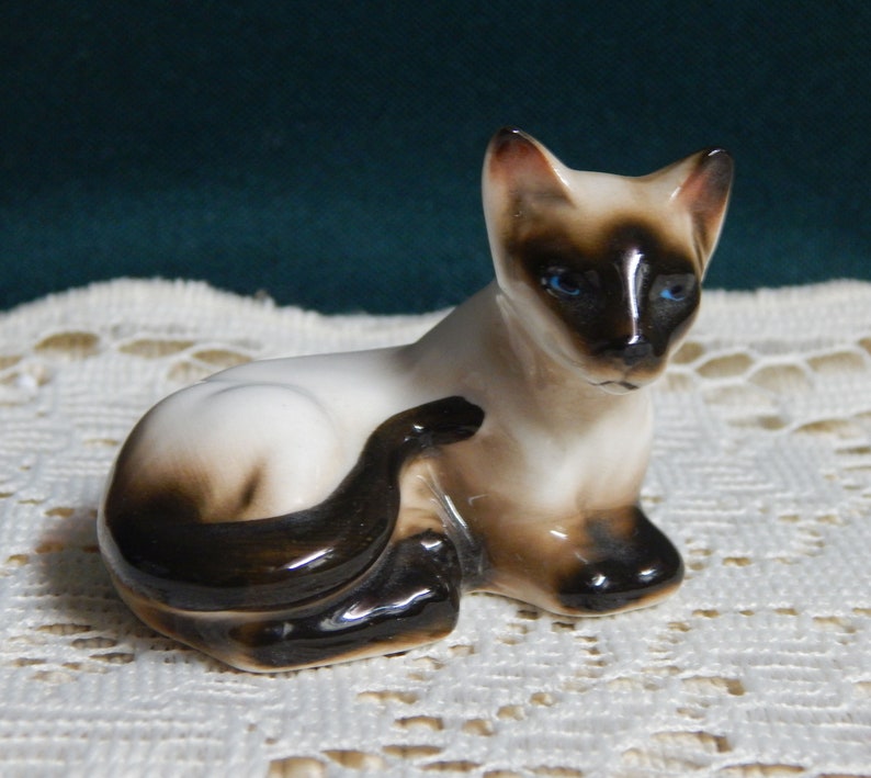 Siamese Cat Figurine Miniature Cat Figurines Enesco - Etsy