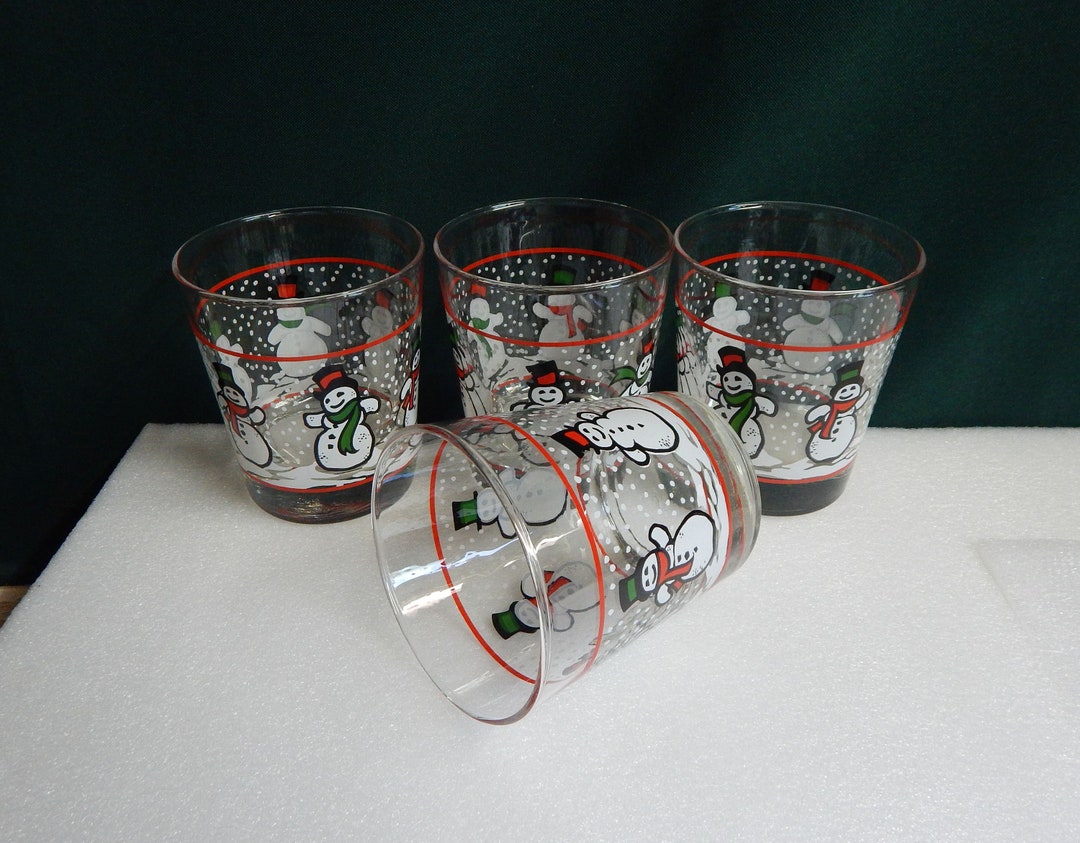Libbey Snowman Glasses - Set of 4 - Libbey Old Fashioned Snowman ...
