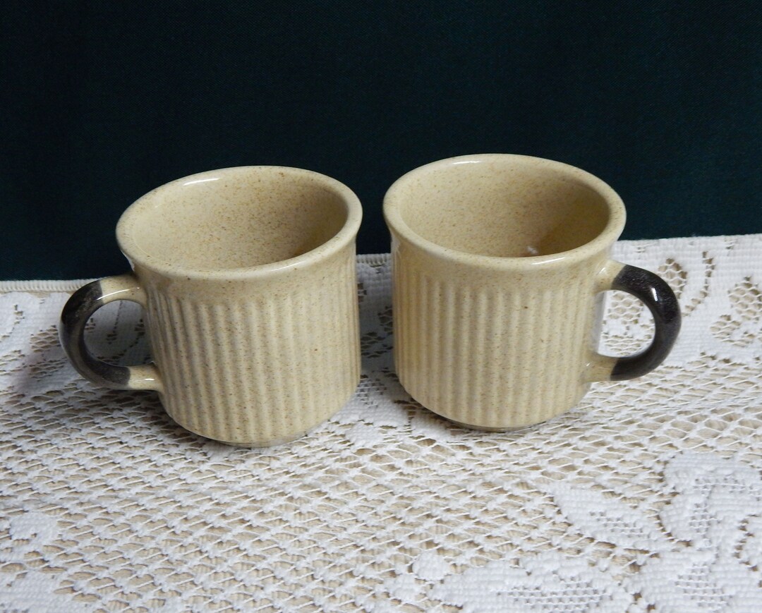Sandalwood by Japan Stoneware Cups Set of 2 4196 Ribbed - Etsy