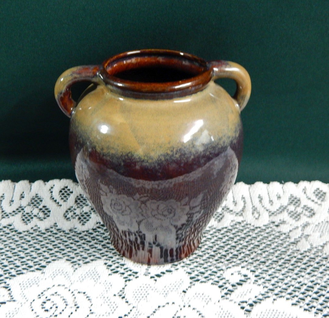 Artmark Pottery Vase: Brown Drip Glaze, Mid-century Urn - Etsy