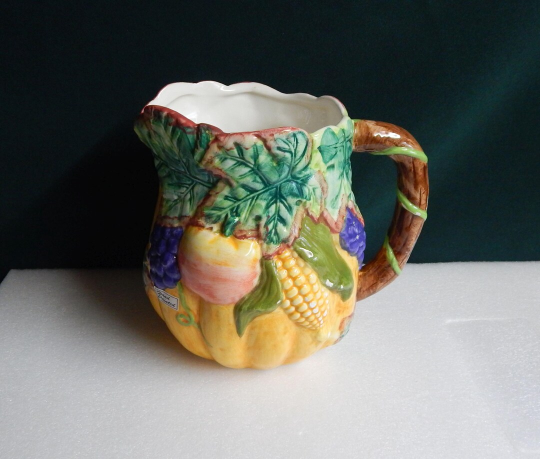 Ceramic Embossed Pitcher - Embossed Fruit Jug - Nantucket Pitcher ...