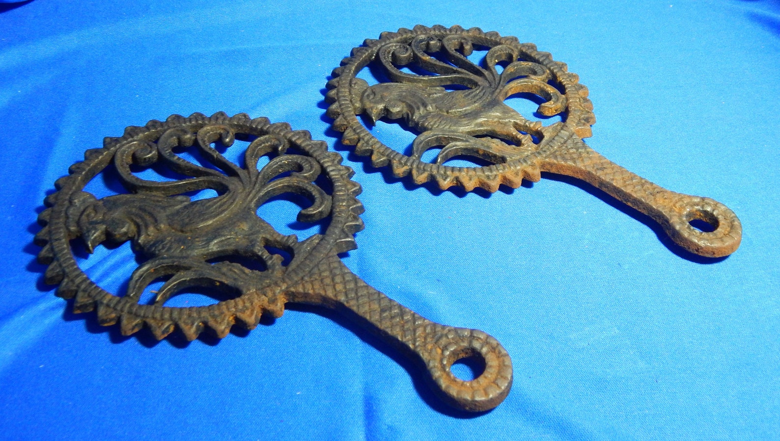 Iron Rooster Trivets Cast Iron Trivets Set Of 2 Rustic | Etsy