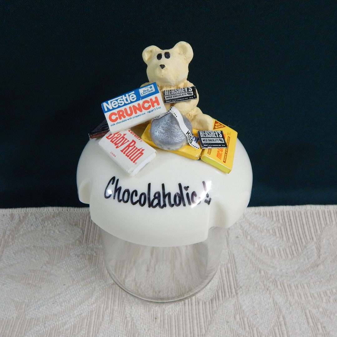 Hershey's Candy Jar Chocolaholic Candy Jar Candy Bar Lid Figural Lidded ...