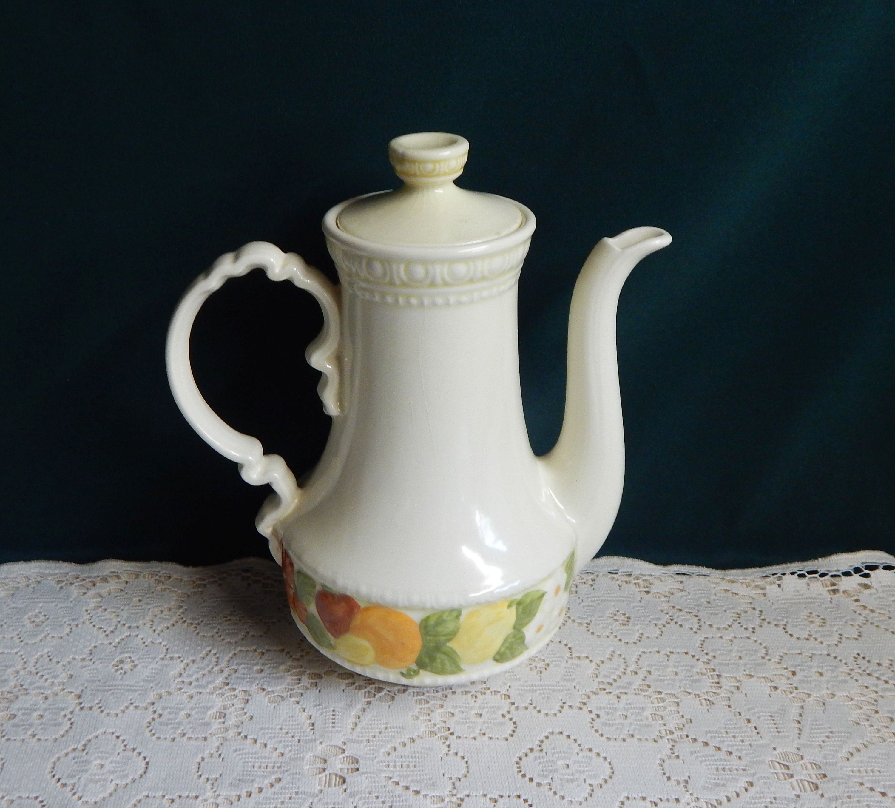 Metlox Della Robbia Coffee Pot: Vernon Ware Teapot Server, Fruit ...