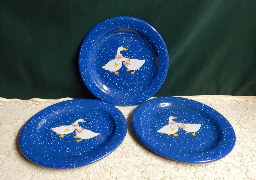 Enamelware Duck Dinner Plates Set of 3 Camping Dishes Metal Dinner ...