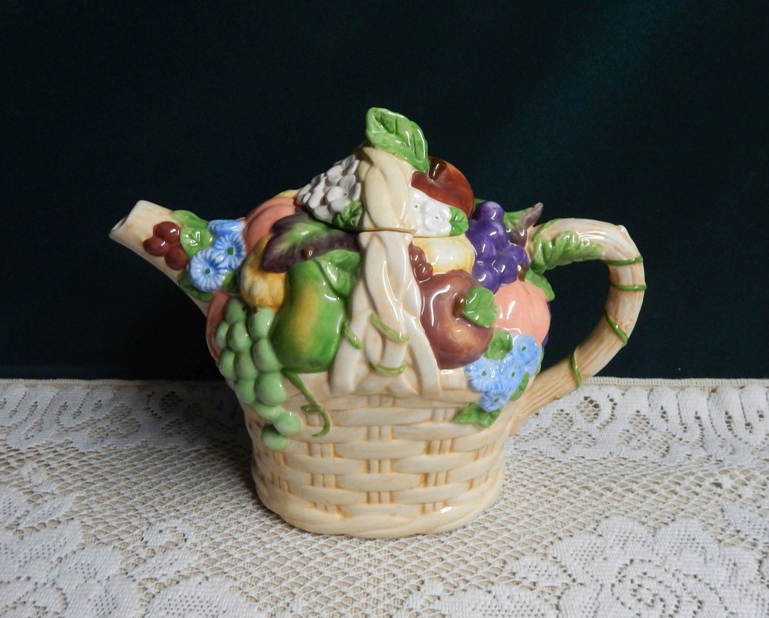 CIC Embossed Teapot - Pamela Gladding Fruit Basket Teapot Fruit Teapot ...