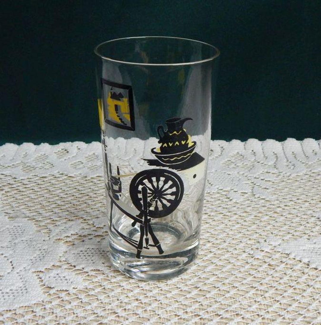 Mid-century Cocktail Highball 12oz Spinning Wheel Tumblers - Etsy