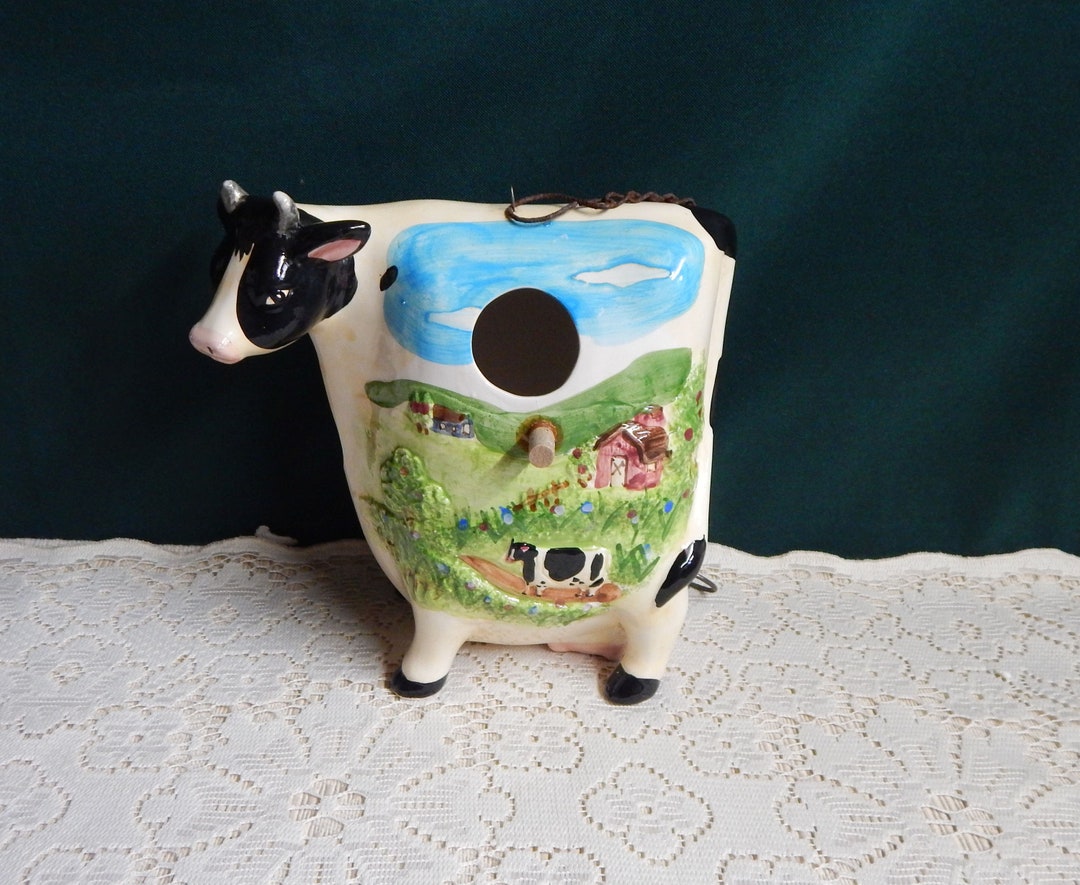 WCL Cow Birdhouse Ceramic Cow Birdhouse Figural Cow Bird - Etsy