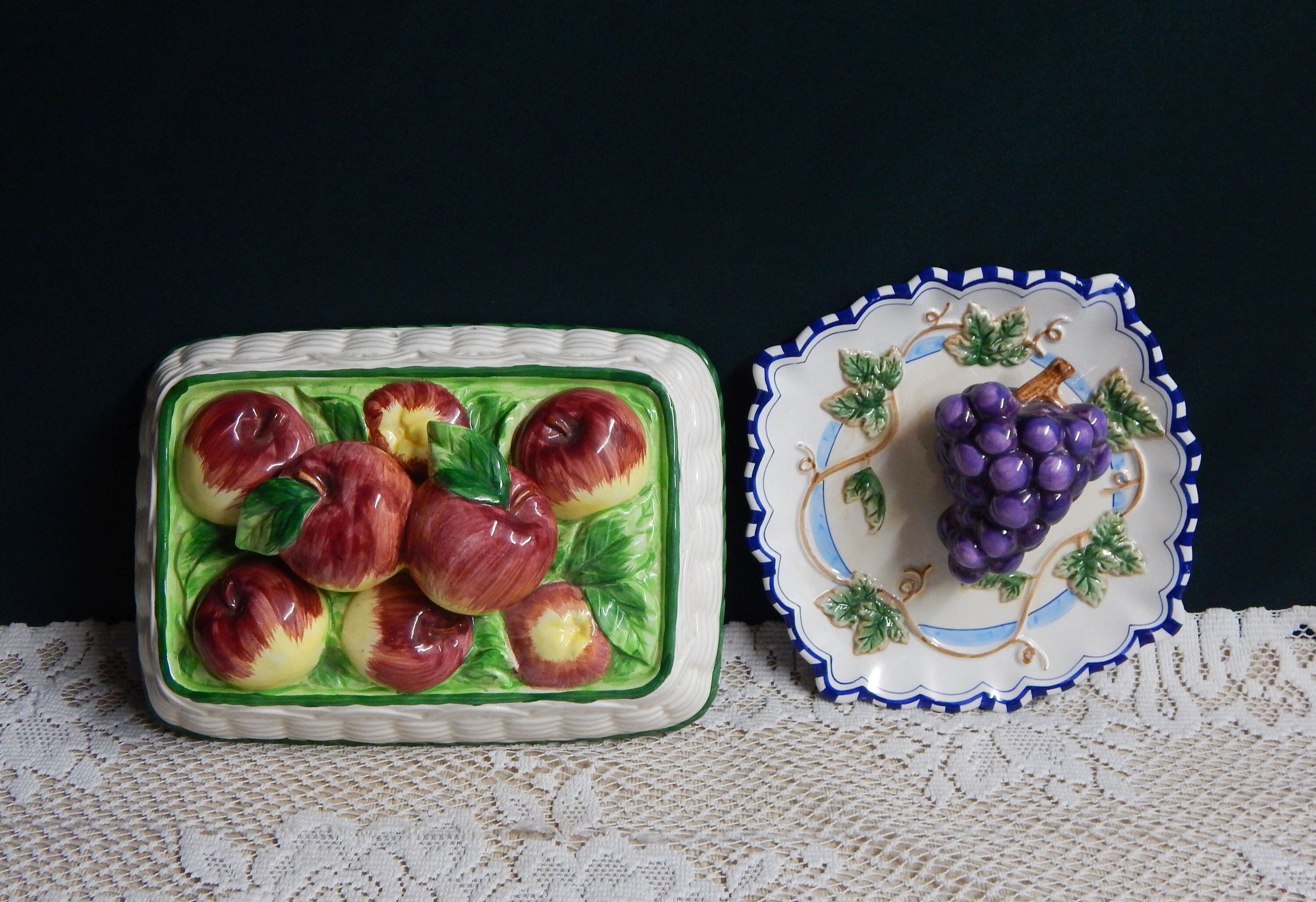 3D Ceramic Plaques Ceramic Wall Plaques Apples Grapes - Etsy