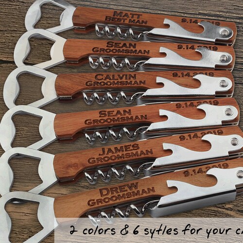 Engraved Corkscrew Opener Personalized Wood Bottle Opener - Etsy