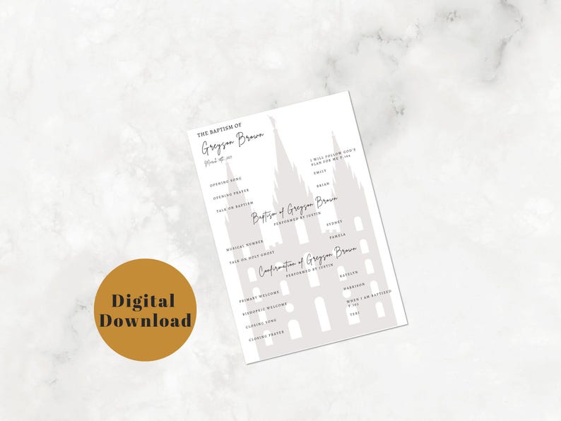 LDS Baptism Program Template Download - Etsy