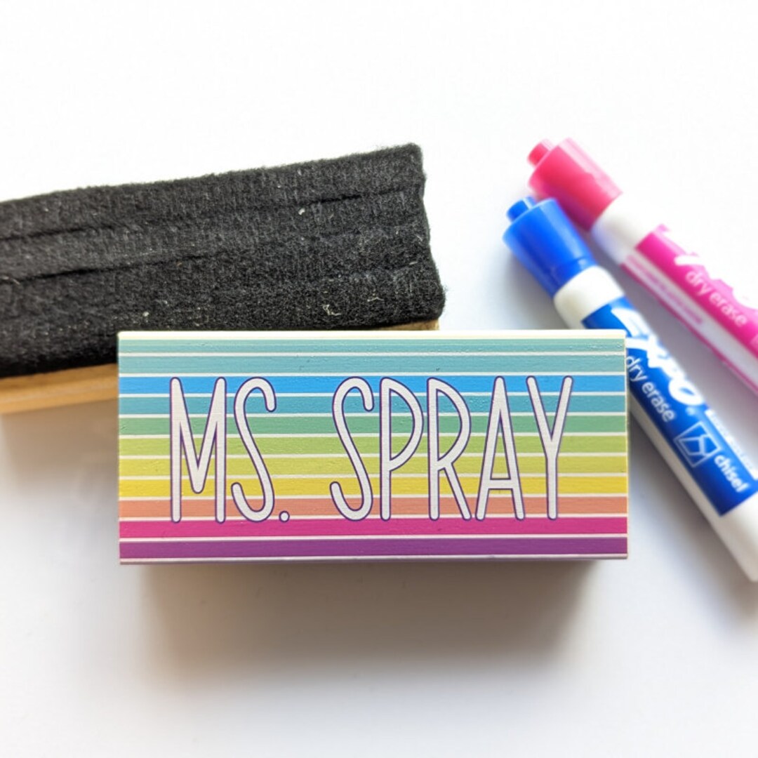 Personalized Teacher Whiteboard Eraser Set Style 5 Teacher Name Stripes ...