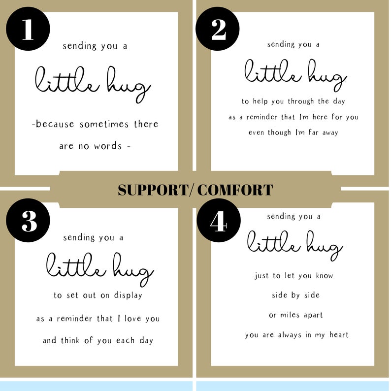 Hug in a box with comfort / support cards support gift | Etsy