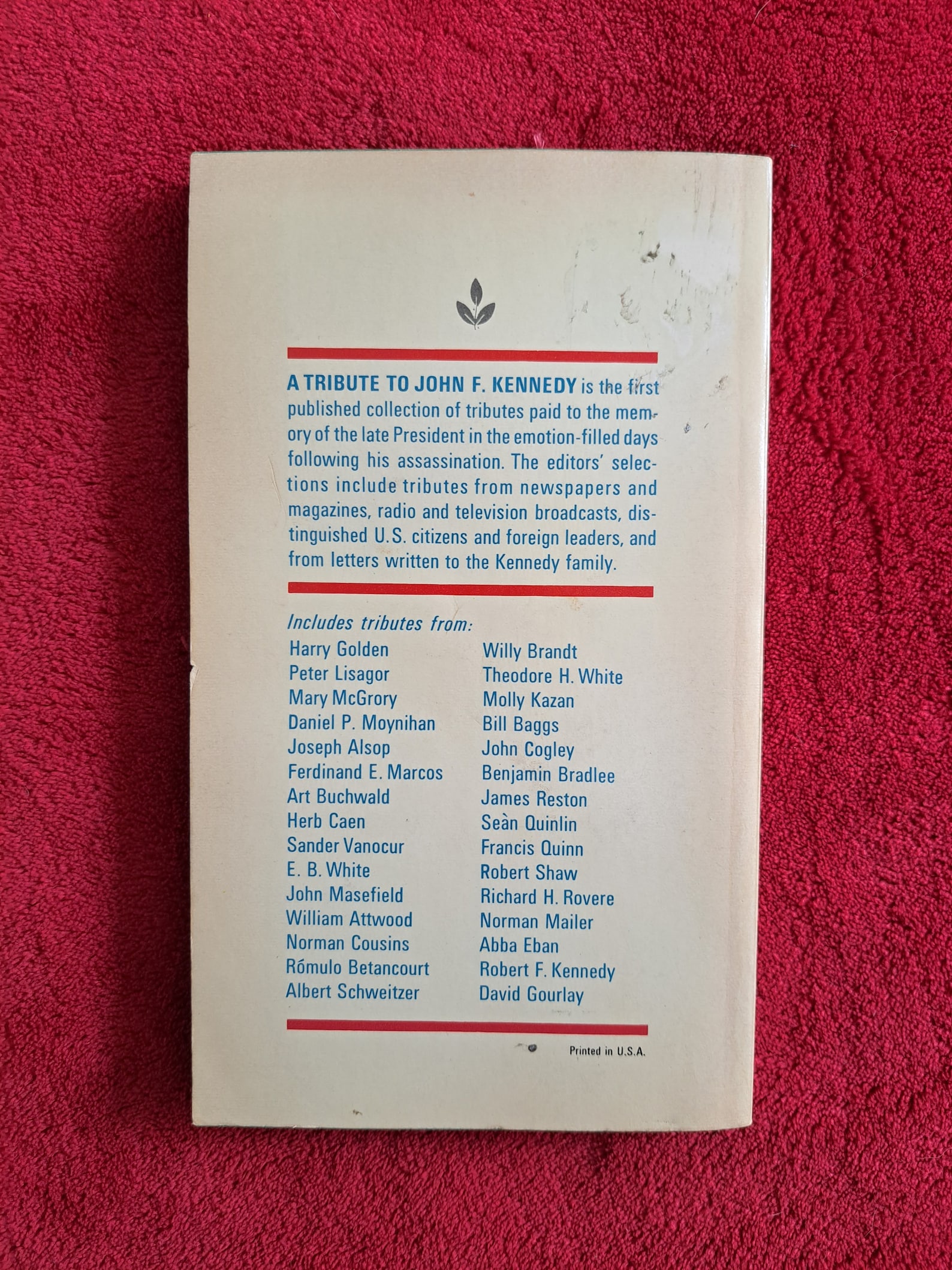 1965 - A Tribute to John F Kennedy - Edited by Pierre Salinger and ...