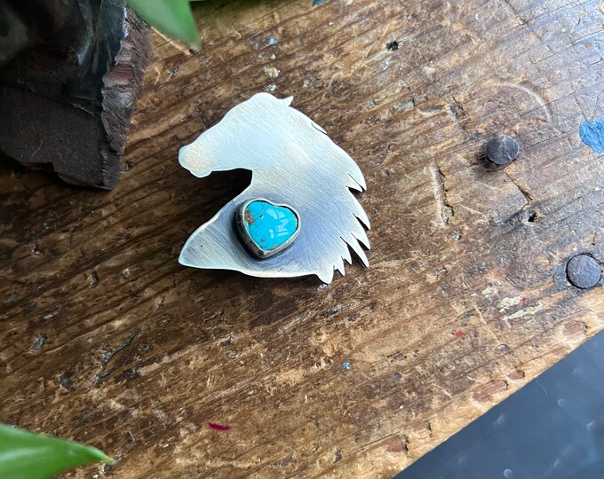 Sterling Silver and Royston Turquoise Hat Pin , Pin , Horse Pin ...