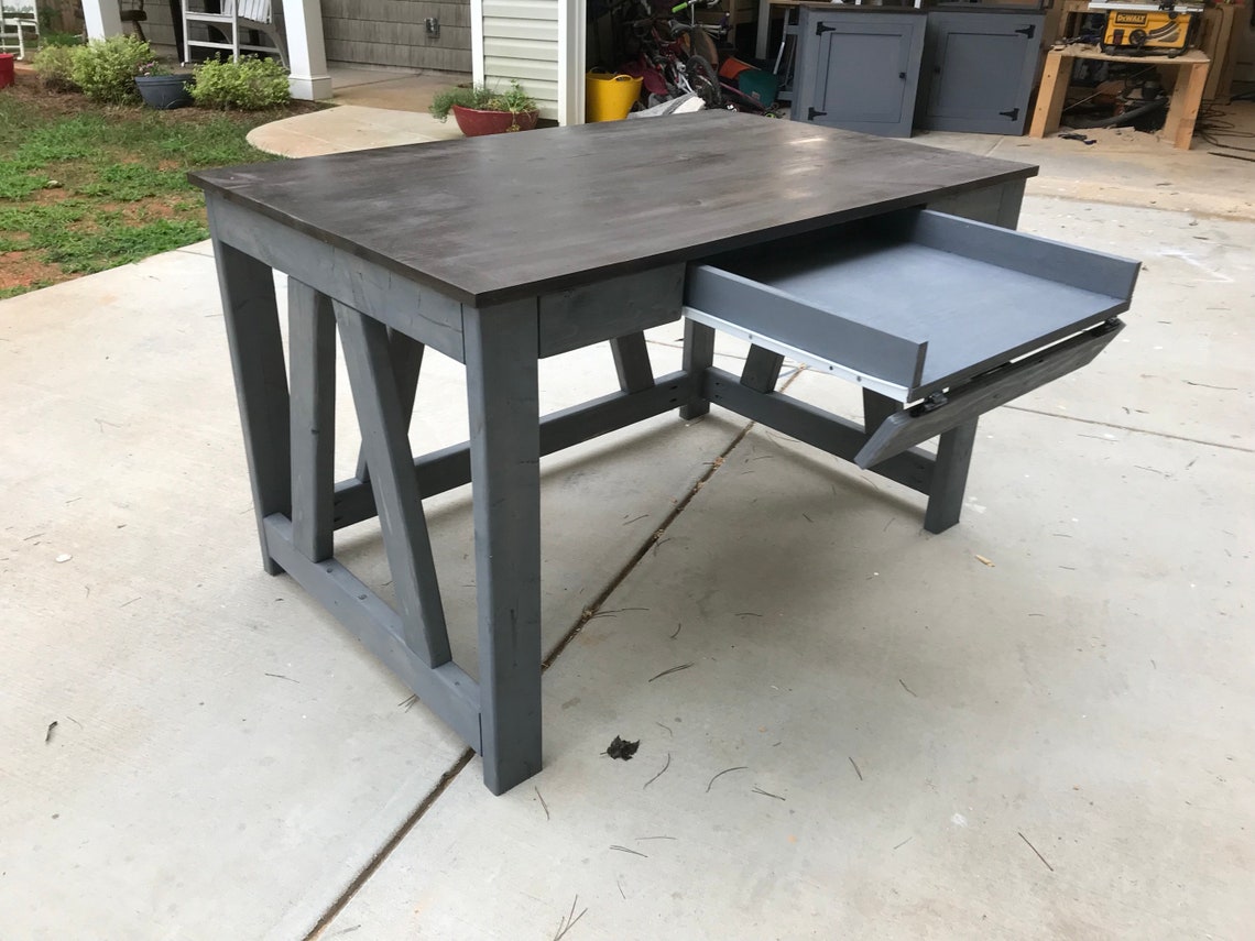 Rustic Computer desk with cabinets and bookshelves | Etsy