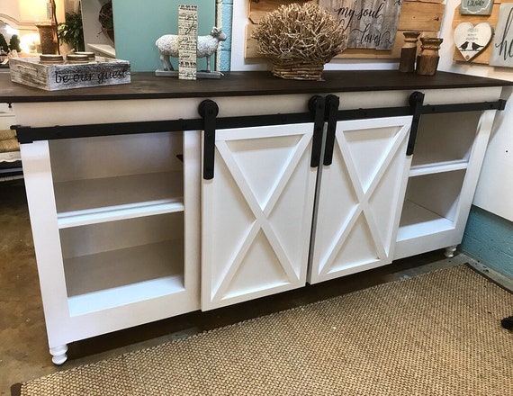 Sliding Barndoor Console Farmhouse Barndoor Console Entertainment Center Farmhouse Buffet Etsy UK
