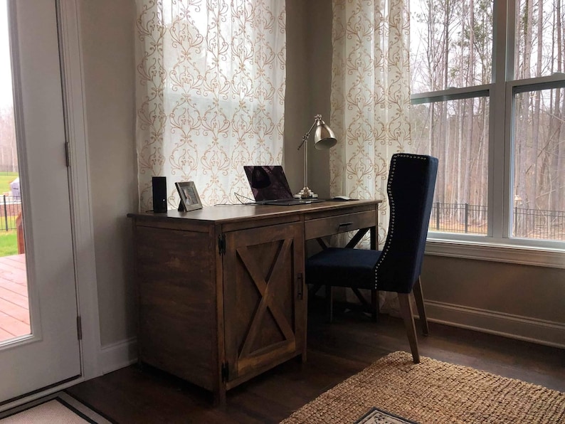 Rustic X Computer Desk With Drawer and Cabinet - Etsy