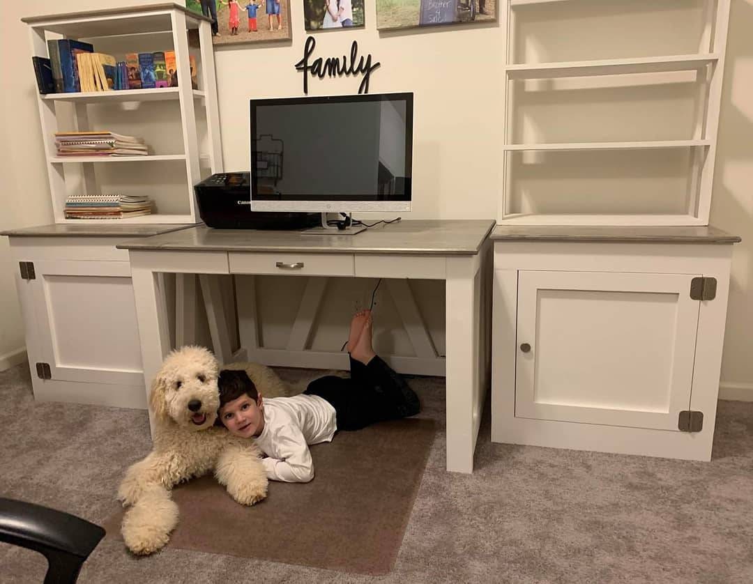Rustic Computer desk with cabinets and bookshelves | Etsy