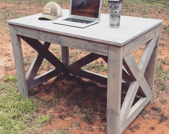 Farmhouse Computer Desk With Drawers / Rustic Computer Desk | Etsy