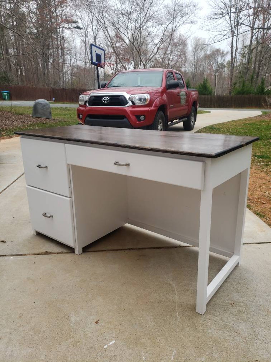Farmhouse Computer Desk With Drawers: Rustic X-leg Design - Etsy