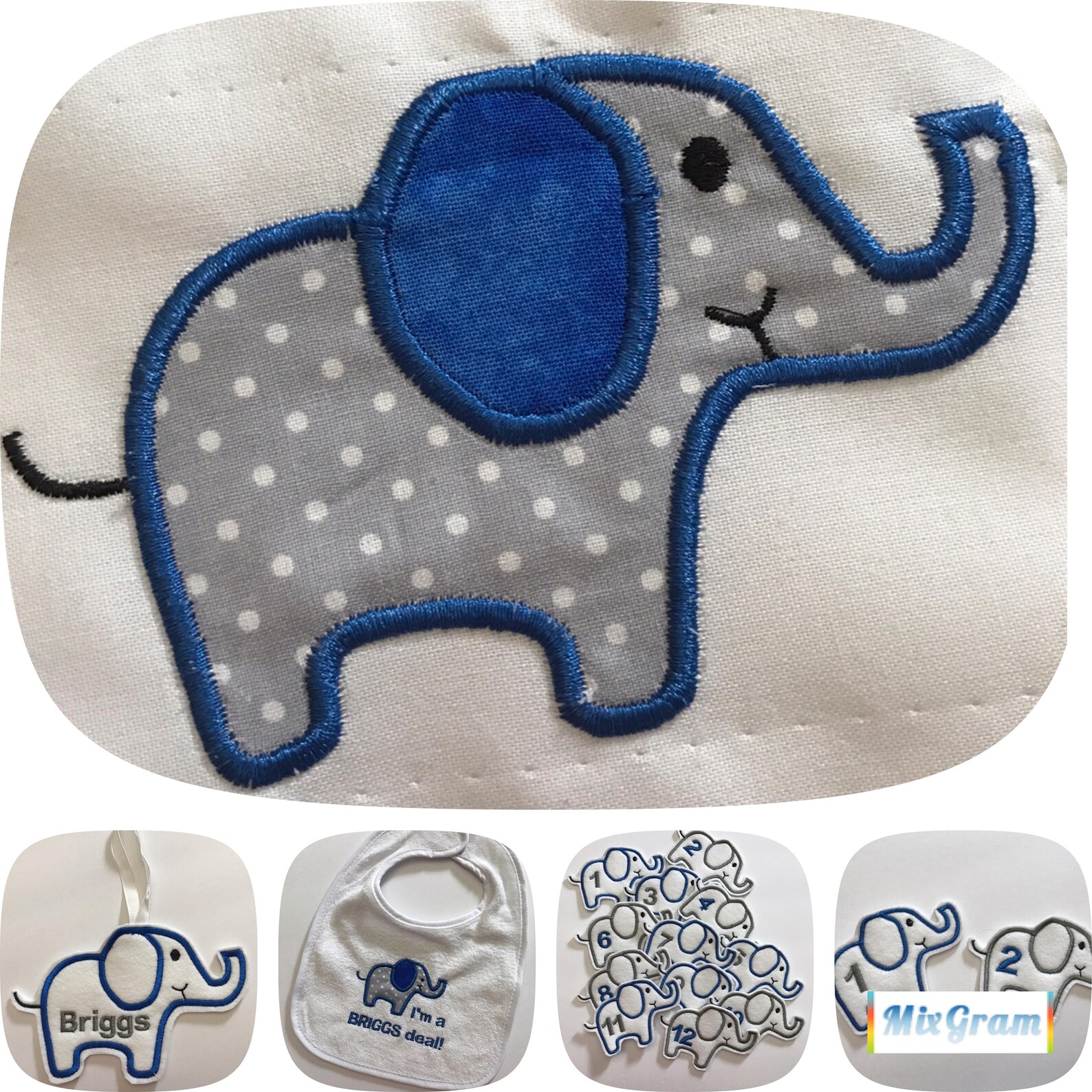 Baby Elephant Applique Embroidery Design - 4 Sizes - Multiple Formats ...