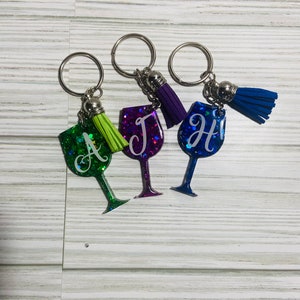 Wine Glass Keychain, Wine Keychain, Small Gift, Personalized Keychain ...
