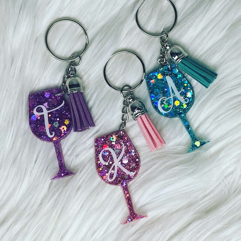 Wine Glass Keychain Wine Keychain Small Gift Personalized - Etsy