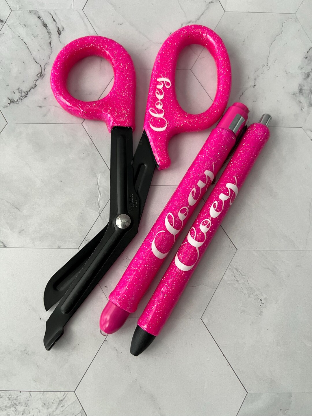 Custom Glitter Trauma Shears, Pen Light & Pen Set: Healthcare Worker ...