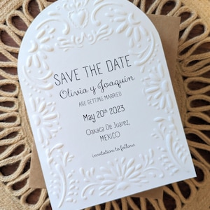 Arch Save the Dates Cards Letterpress Blind Embossed Papel Picado ...