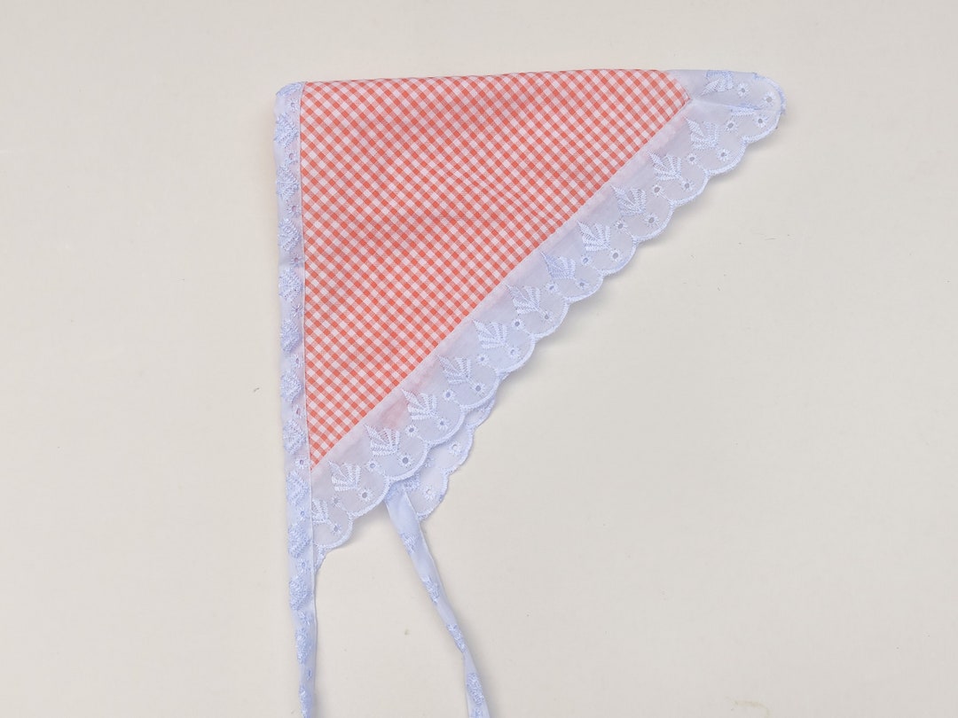 Cottagecore Triangle Head Scarf, Kerchief, Orange Gingham Hair Bandana ...